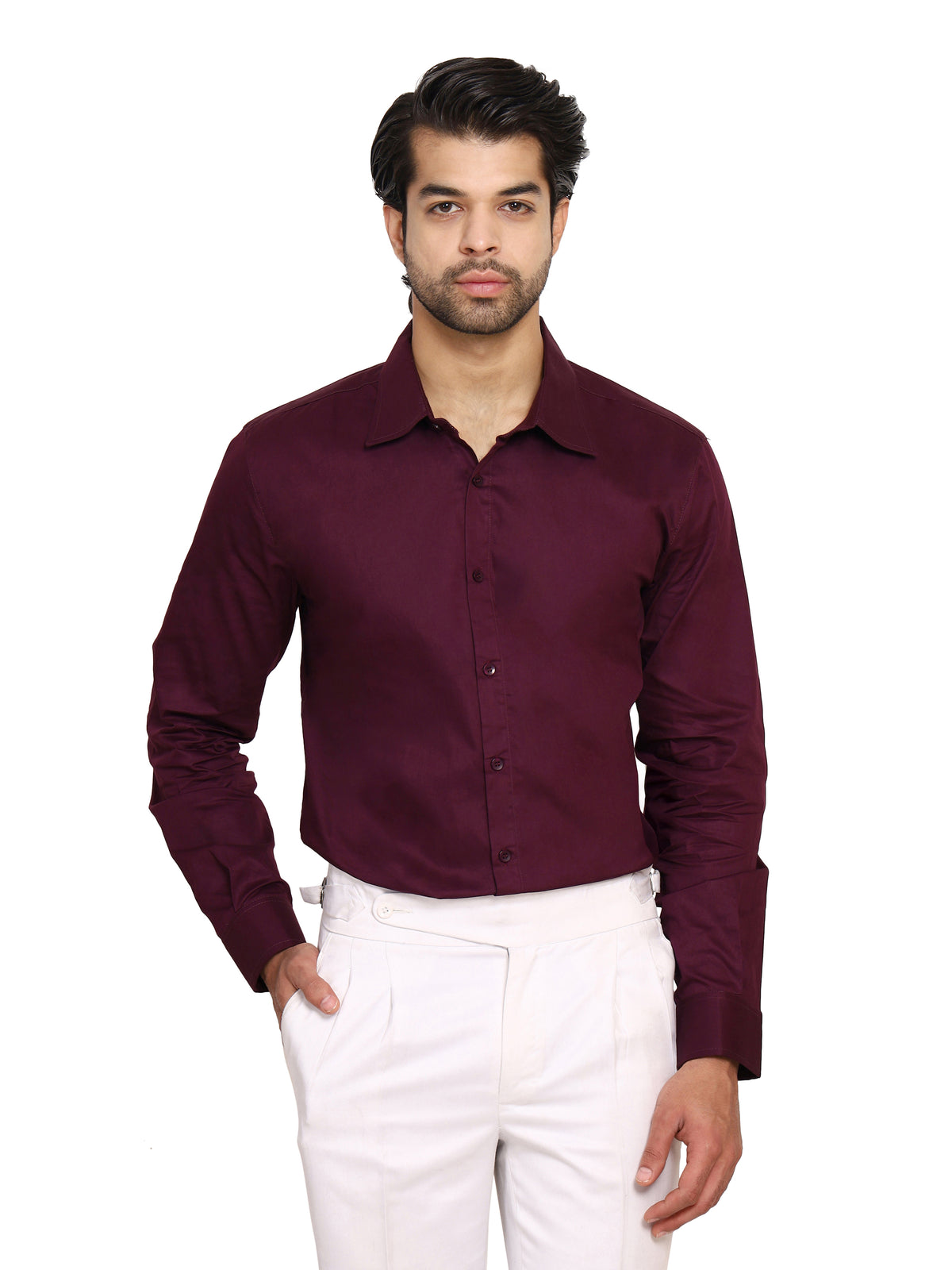 HUWANT Men’s Formal Red Wine Cotton Shirt – Slim Fit – HUWANT LIFESTYLE